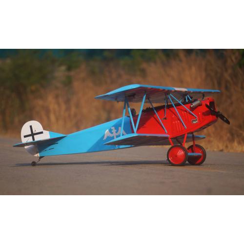 VQ Model - Fokker D.VII EP/GP 1.20 Size (25cc) Red/Blue Version ARF Kit ...